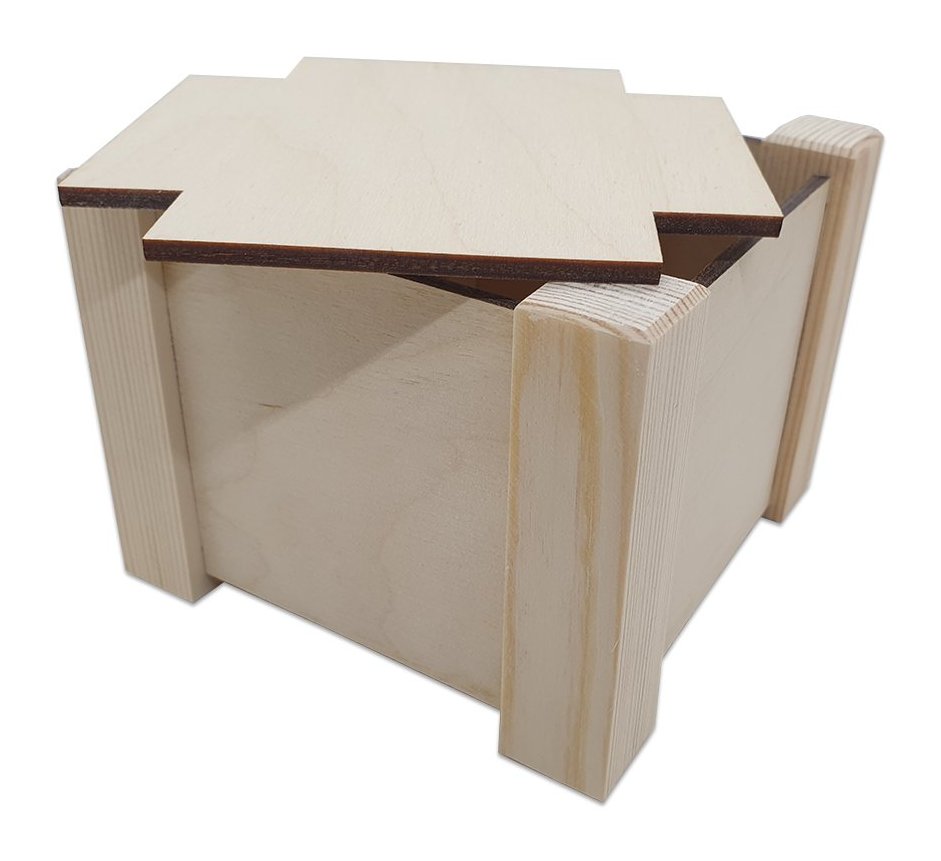 Square Flat-Pack Wooden Craft Box for Pyrography - Turners Retreat