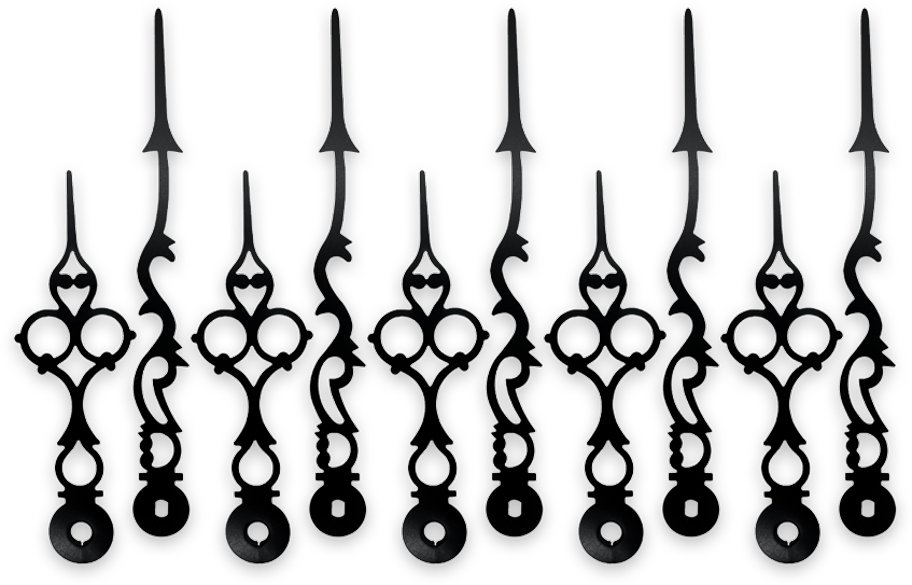 Black Serpentine Clock Hands (Pack of 5 Pairs) - Turners Retreat