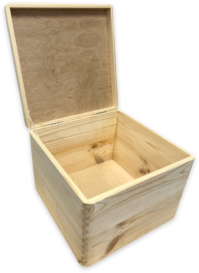 Large Square Wooden Storage Box with Lid - Turners Retreat