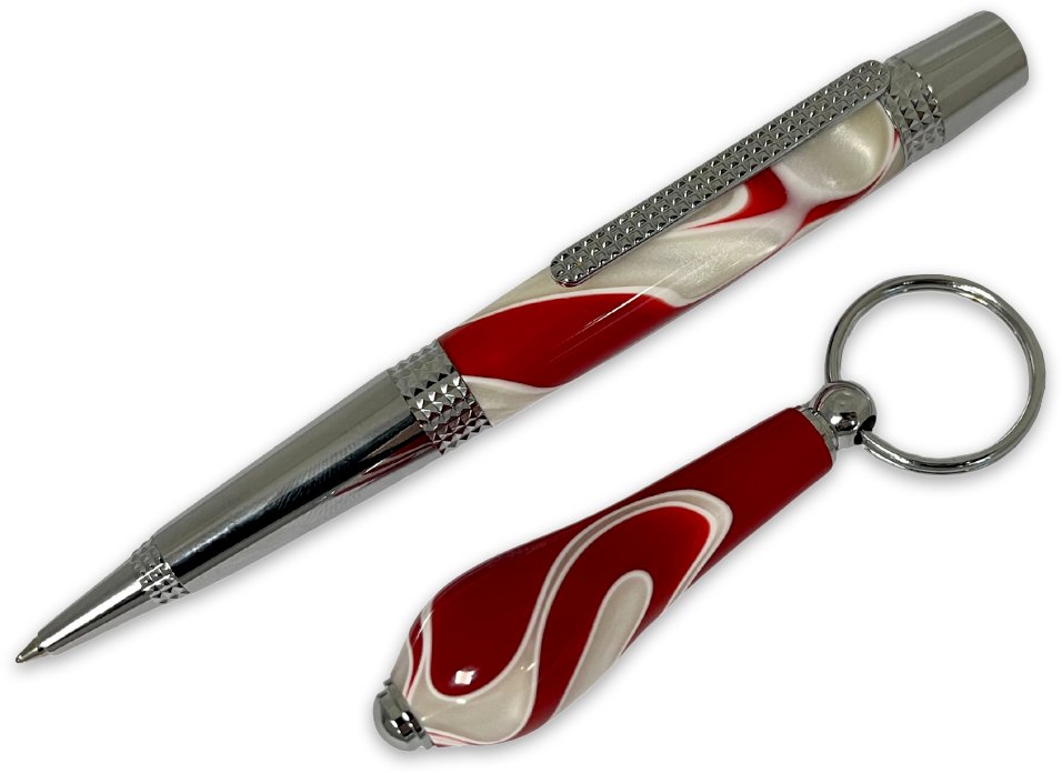 Chrome Pyramidal Sienna Twist Pen & Keyring Bundle - Turners Retreat